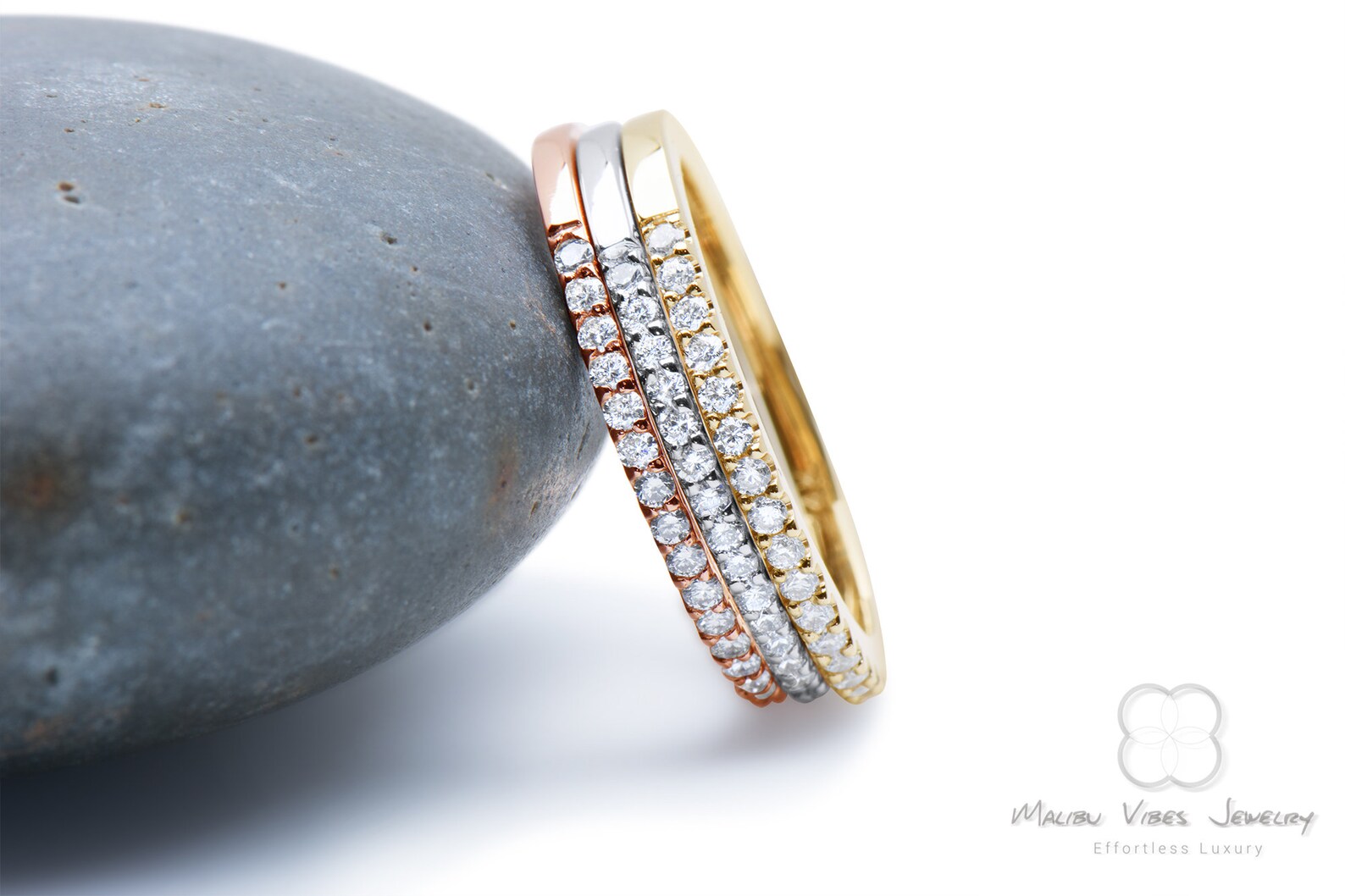 Diamond Stacking Rings 14k Gold Stackable Bands Micro Pave - Etsy