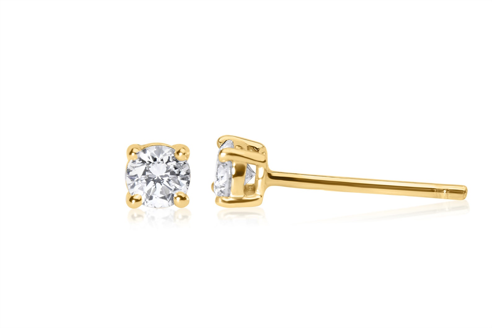 Diamond Stud Earrings 14k Gold Basket Set Diamond Studs | Etsy