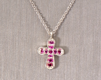 Pink Cross Necklace - Etsy