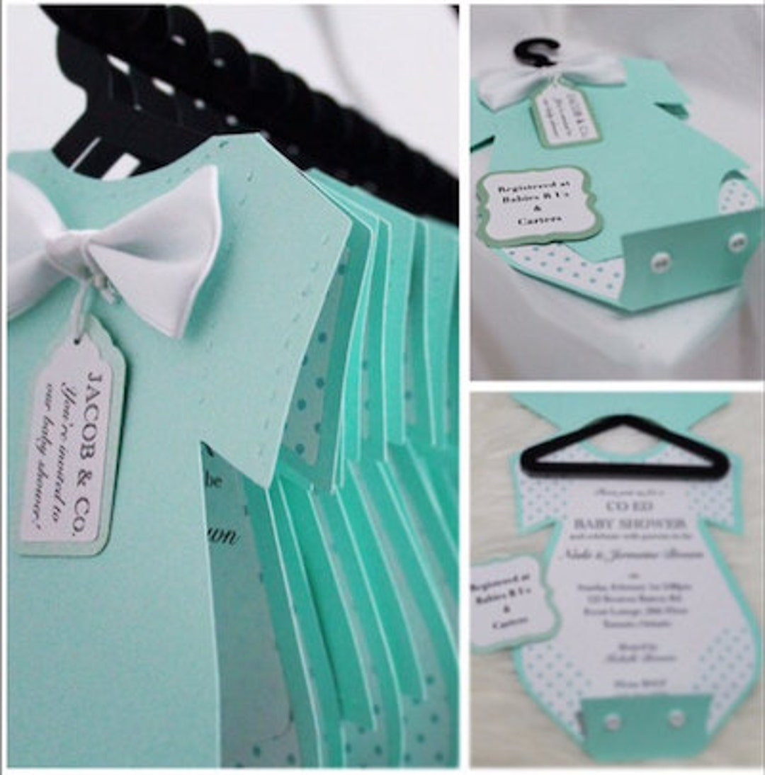 8 Piece Onesie Invitation complete With Hanger and Tags Perfect for ...