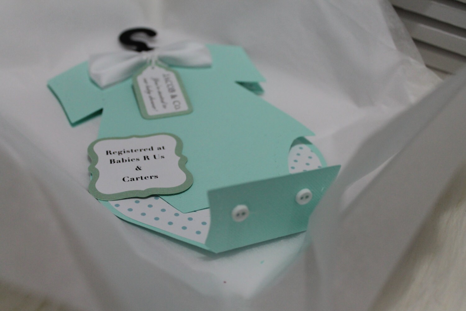 8 Piece Onesie Invitation complete With Hanger and Tags Perfect for ...