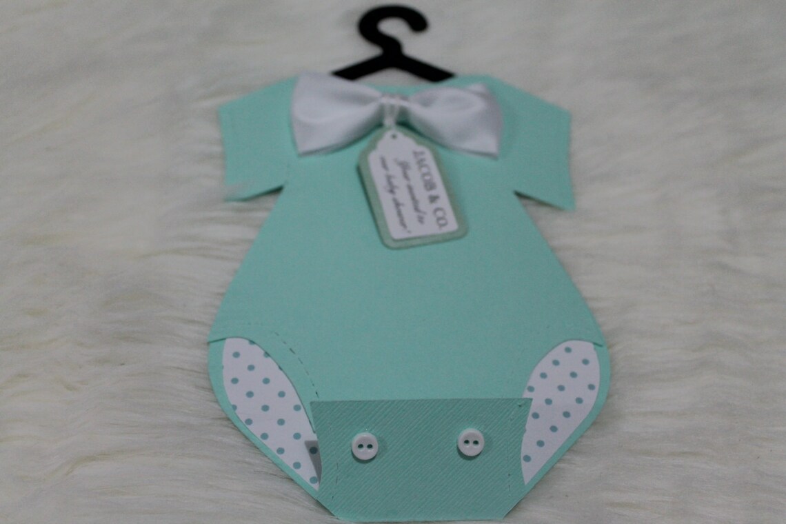 8 Piece Onesie Invitation complete With Hanger and Tags Perfect for ...