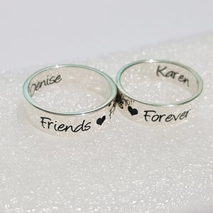 Sterling Silver BEST FRIEND RINGS Personalized Custom Name Engraved ...