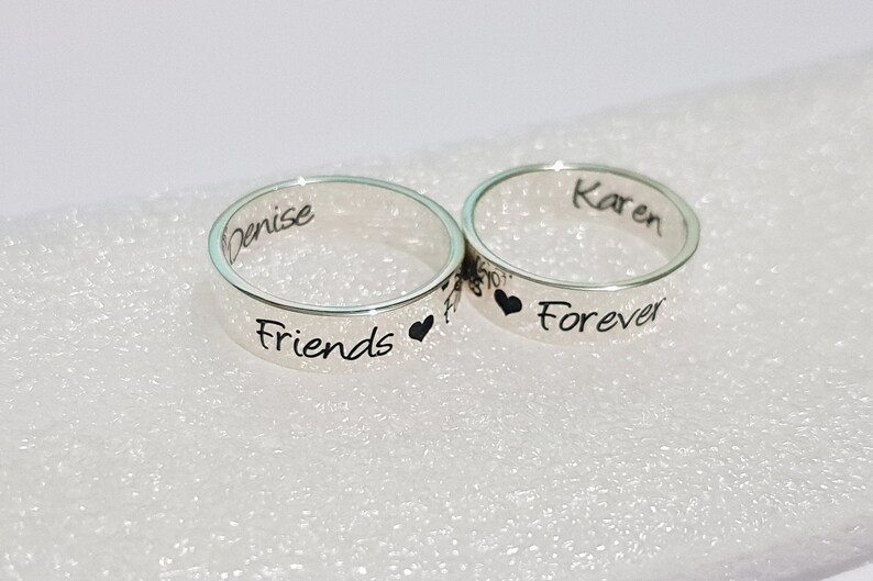 Sterling Silver BEST FRIEND RINGS Personalized Custom Name | Etsy