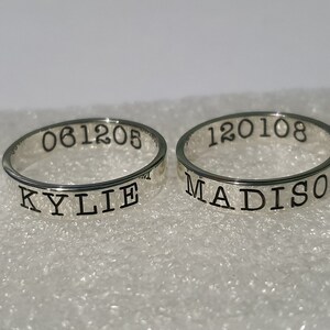 4mm Sterling Silver BEST FRIEND RINGS Personalized Custom Name Engraved ...