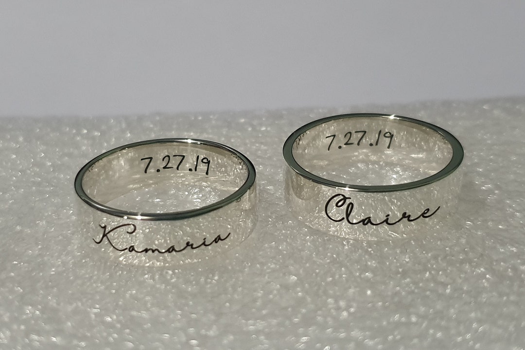 6mm CUSTOMIZED MENS RING Silver Sterling Custom Engraved for Women and ...