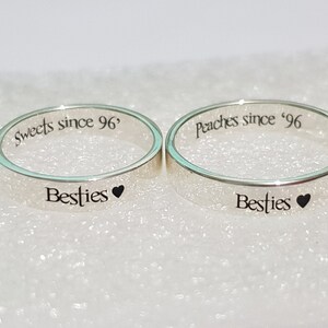 4 Mm Sterling Silver BEST FRIEND RINGS Personalized Custom Name ...
