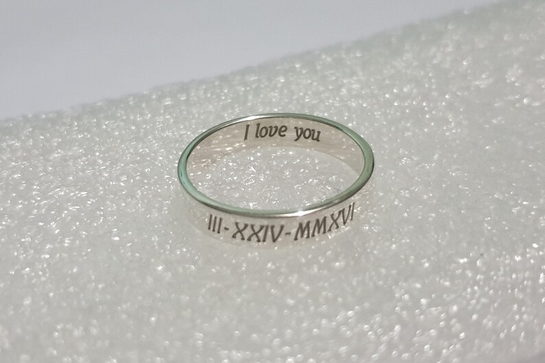 925 Silver ENGRAVED DATE RING Customized Personalized Number - Etsy