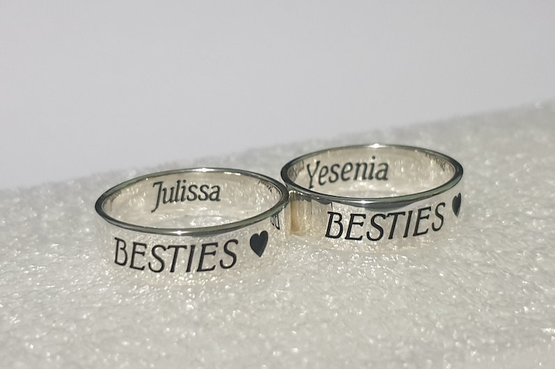 Sterling Silver BEST FRIEND RINGS Personalized Custom Name | Etsy