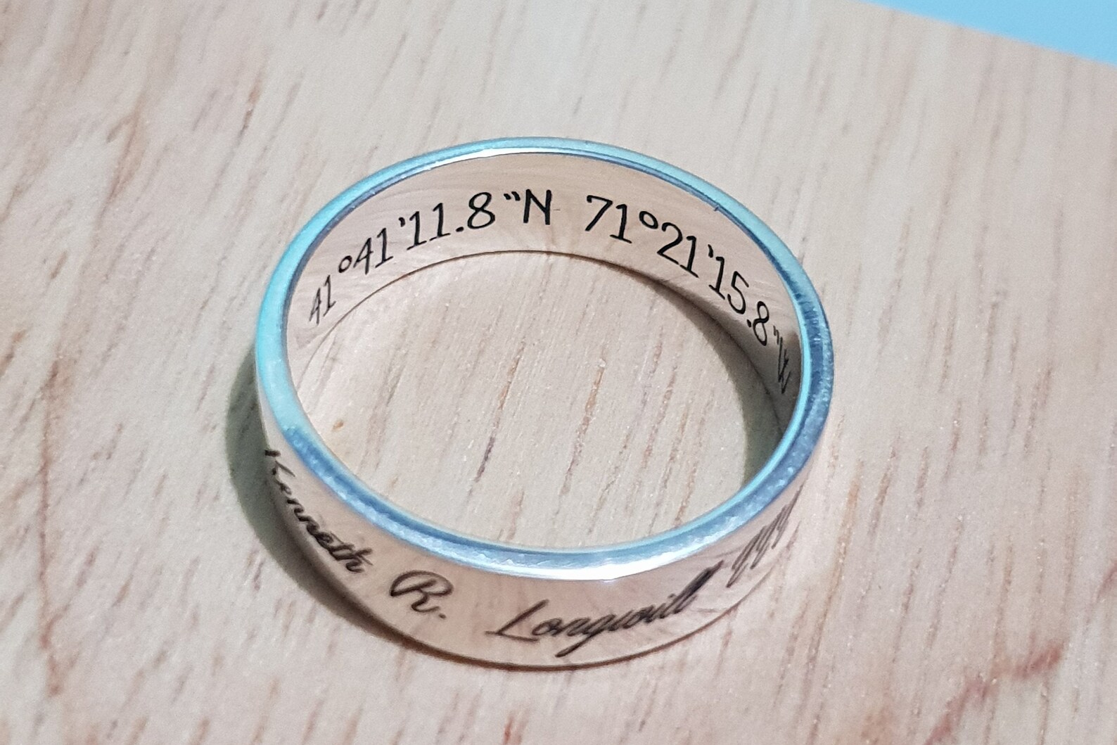 CUSTOM COORDINATES RING Sterling Silver Ring Engraved Latitude ...