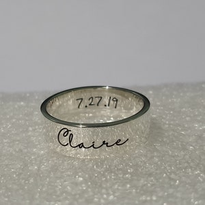 Personalize CUSTOM NAME RING for Men and Woman Sterling Silver Engraved ...