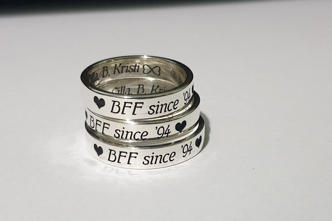 Sterling Silver BEST FRIEND RINGS Personalized Custom Name Engraved ...