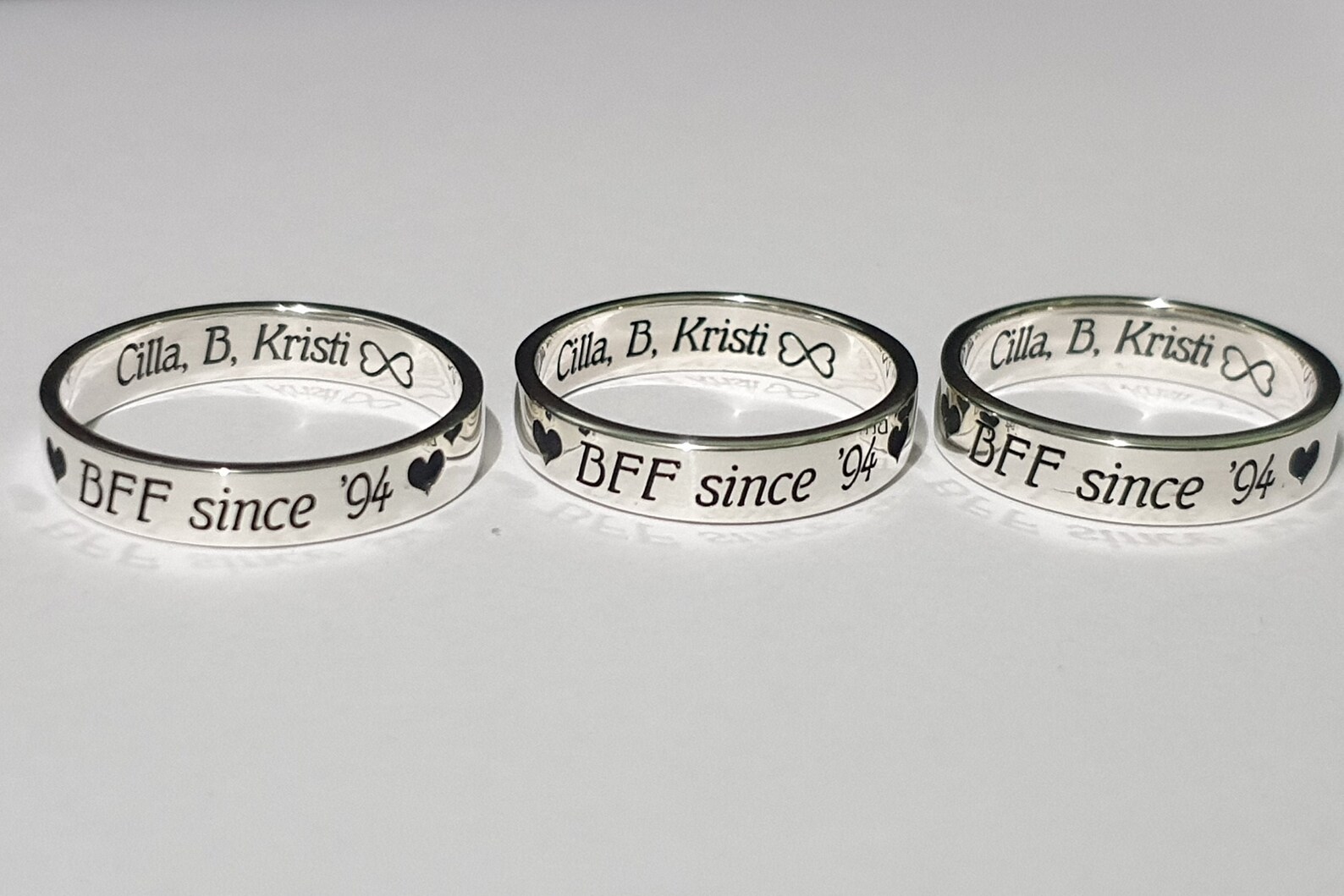 4 Mm Sterling Silver BEST FRIEND RINGS Personalized Custom - Etsy