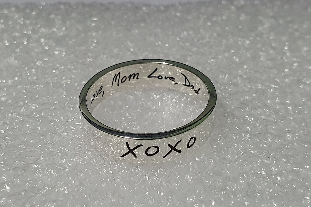 4mm Custom ACTUAL HANDWRITING RING Engraved Sterling Silver, Real ...