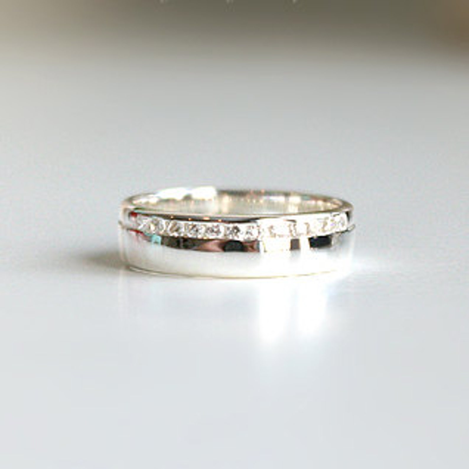 DIAMOND ENGRAVED Ring,silver Diamonds Ring,personalize Ring,custom ...