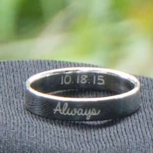 4 Mm Silver ALWAYS FOREVER RING Custom Name Engraved Ring Can ...