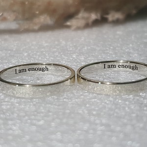 925 Sterling Silver Ring I AM ENOUGH Ring Custom Message - Etsy
