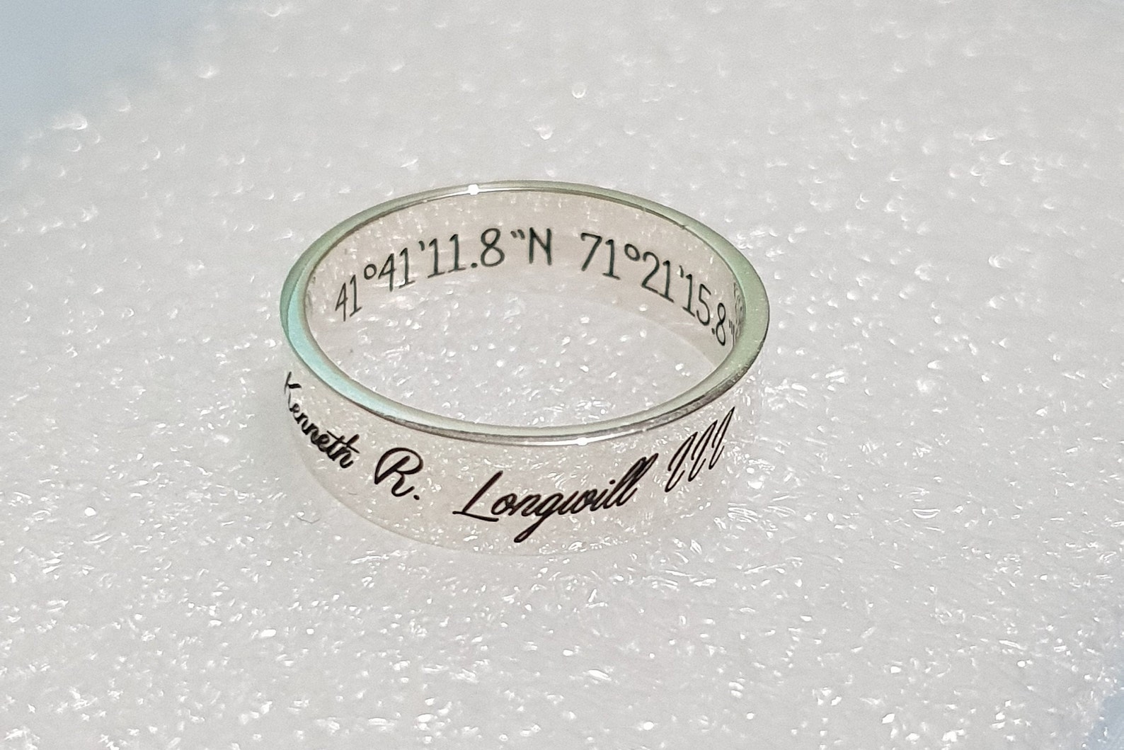 CUSTOM COORDINATES RING Sterling Silver Ring Engraved Latitude ...