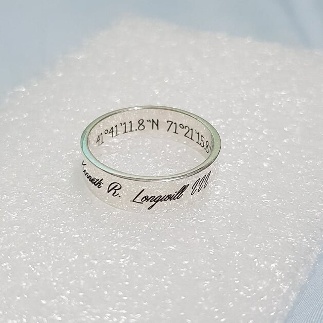 6mm LATITUDE LONGITUDE RING, Custom Coordinate Rings, Custom ...