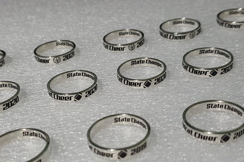 Sterling Silver CUSTOM TEAM RING Gift for Participant Cheerleader Team ...