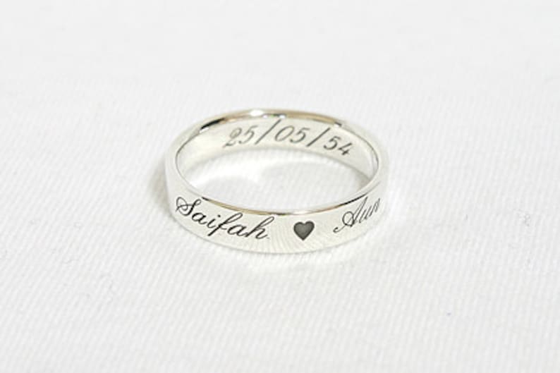 4 Mm SILVER ENGRAVED Ringpersonalized Ring Sterling Silver - Etsy