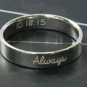 4 Mm Silver ALWAYS FOREVER RING Custom Name Engraved Ring Can ...