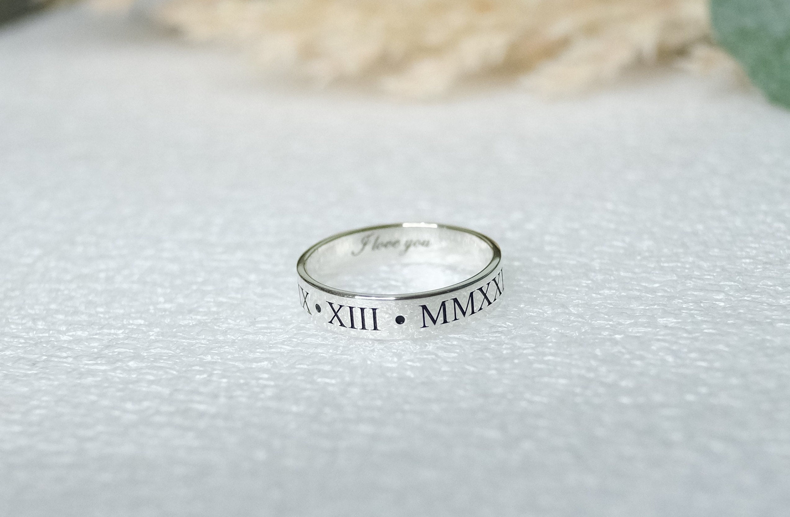 4mm Custom ROMAN NUMERAL RING Class Ring, I Love You Rings for Her ...
