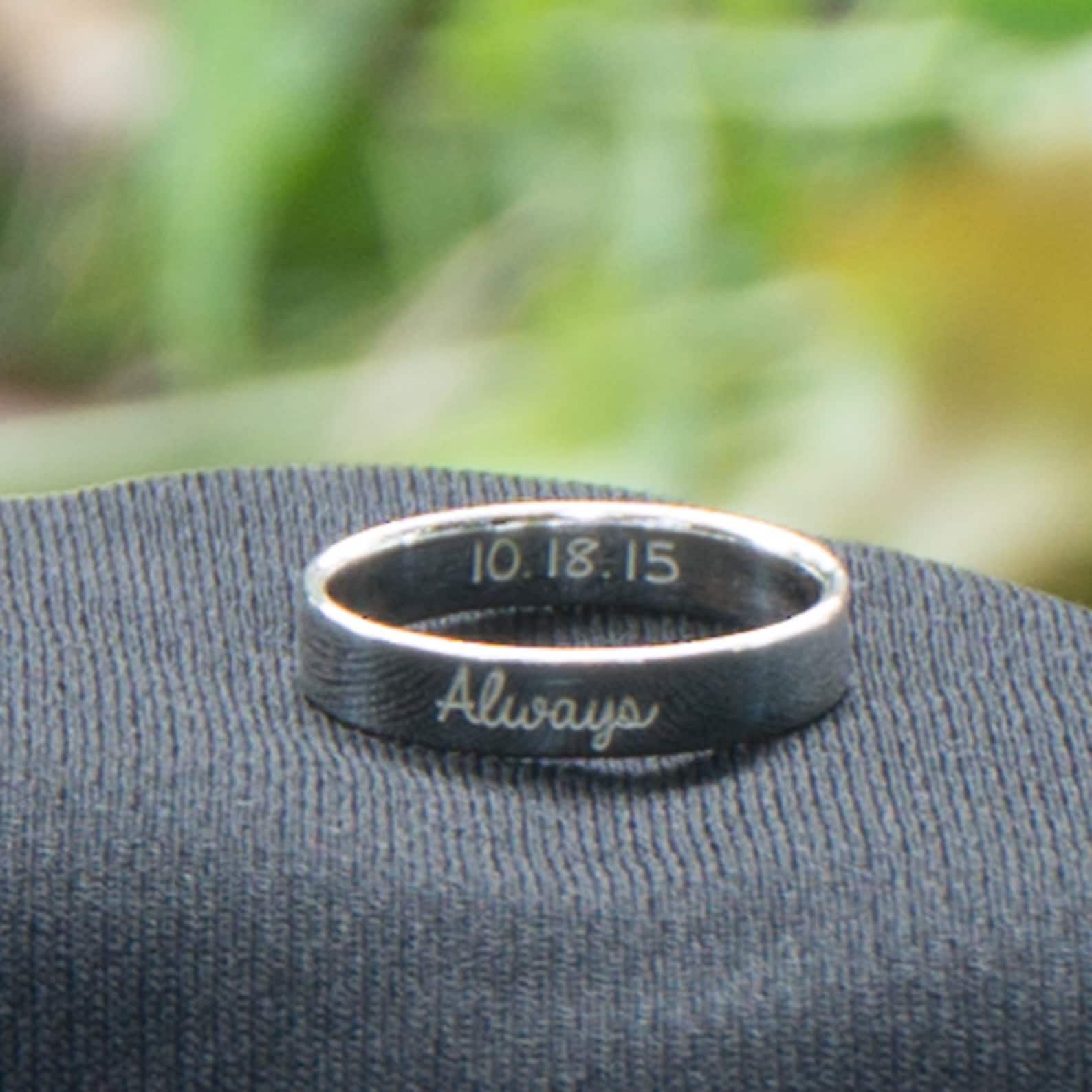 4mm Engraved SIMPLE PROMISE RING for Her and Him Custom Always and ...