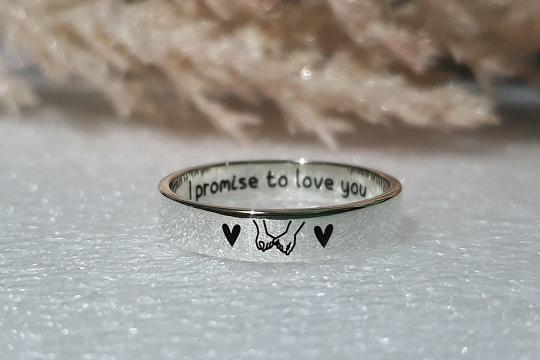 4mm Custom PINKY PROMISE RING Sterling Silver Engraved - Etsy