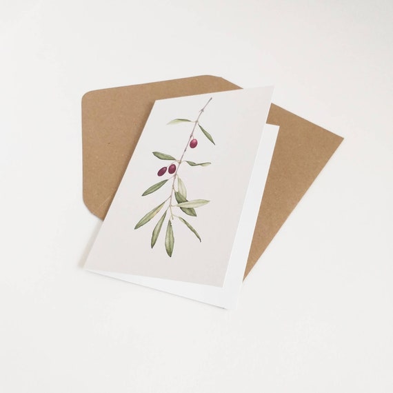 Postcards OLIVE TREE Anniversary.Press.Olive branch Envelope ticket ...