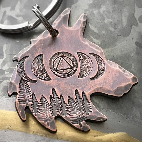 Copper Wolf Sobriety Keychain Sobriety Token Sobriety Coin - Etsy