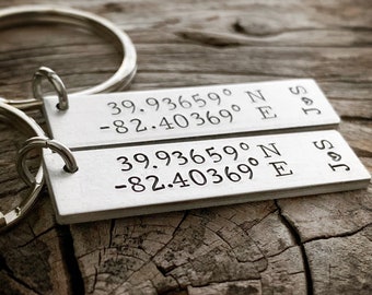 Coordinate Keychain Long Distance Relationship Gift - Etsy