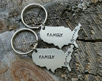 Custom initials USA state keychain any state US hand stamped | Etsy