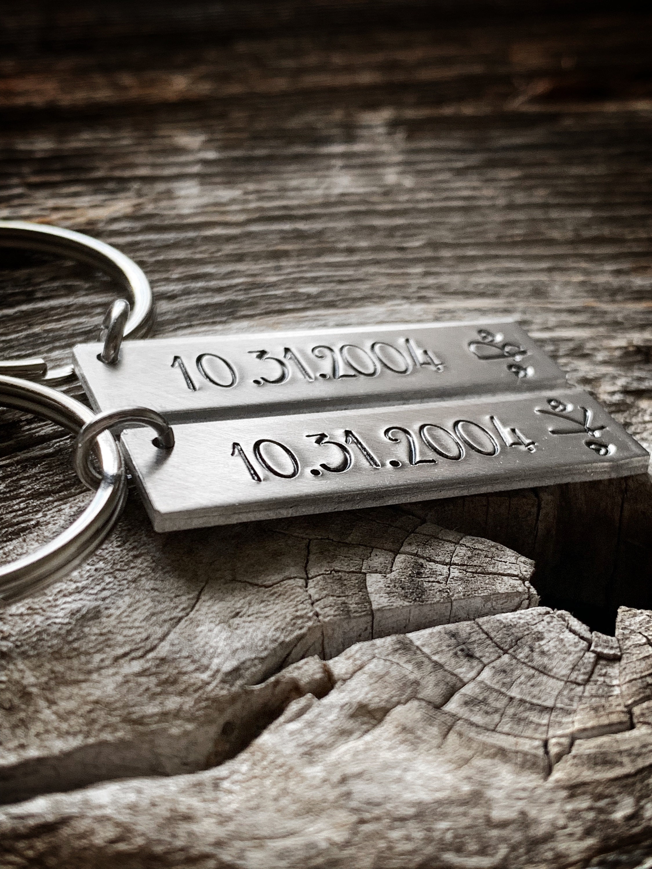 Personalized Couples Keychain Set Anniversary Date Keychain | Etsy