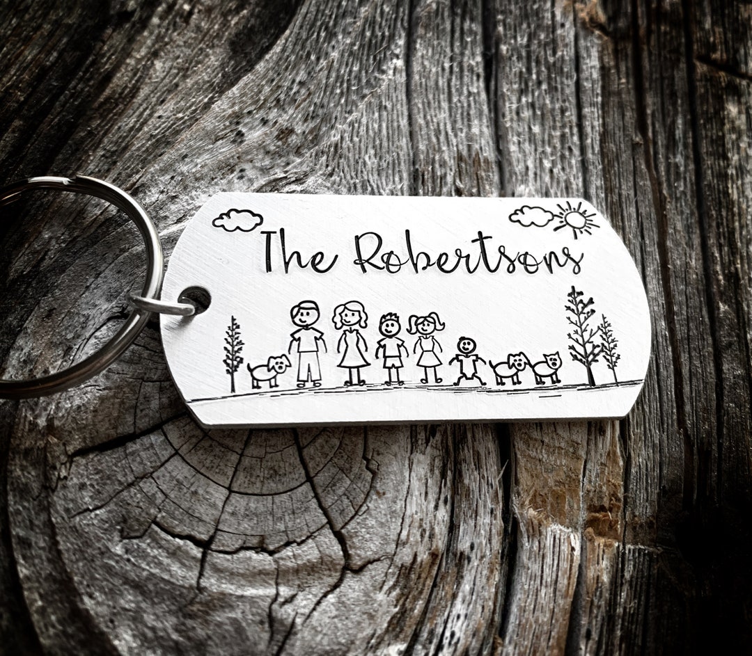 Family Keychain, Family Gift, Stick Figure Family, Family Portrait ...