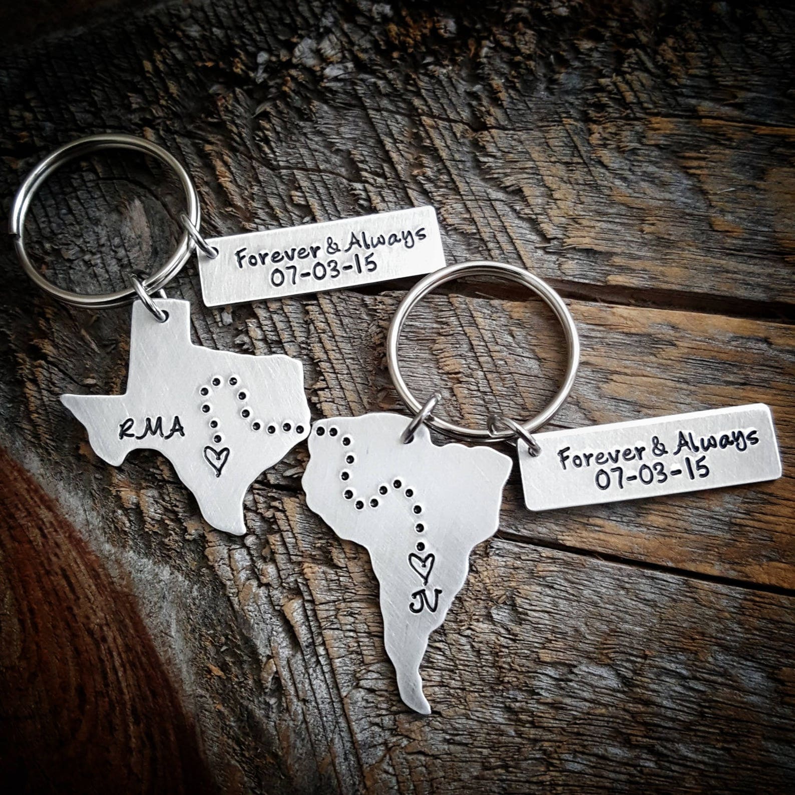 Custom State Keychain With Date Charm Pick Your State or Country Long ...