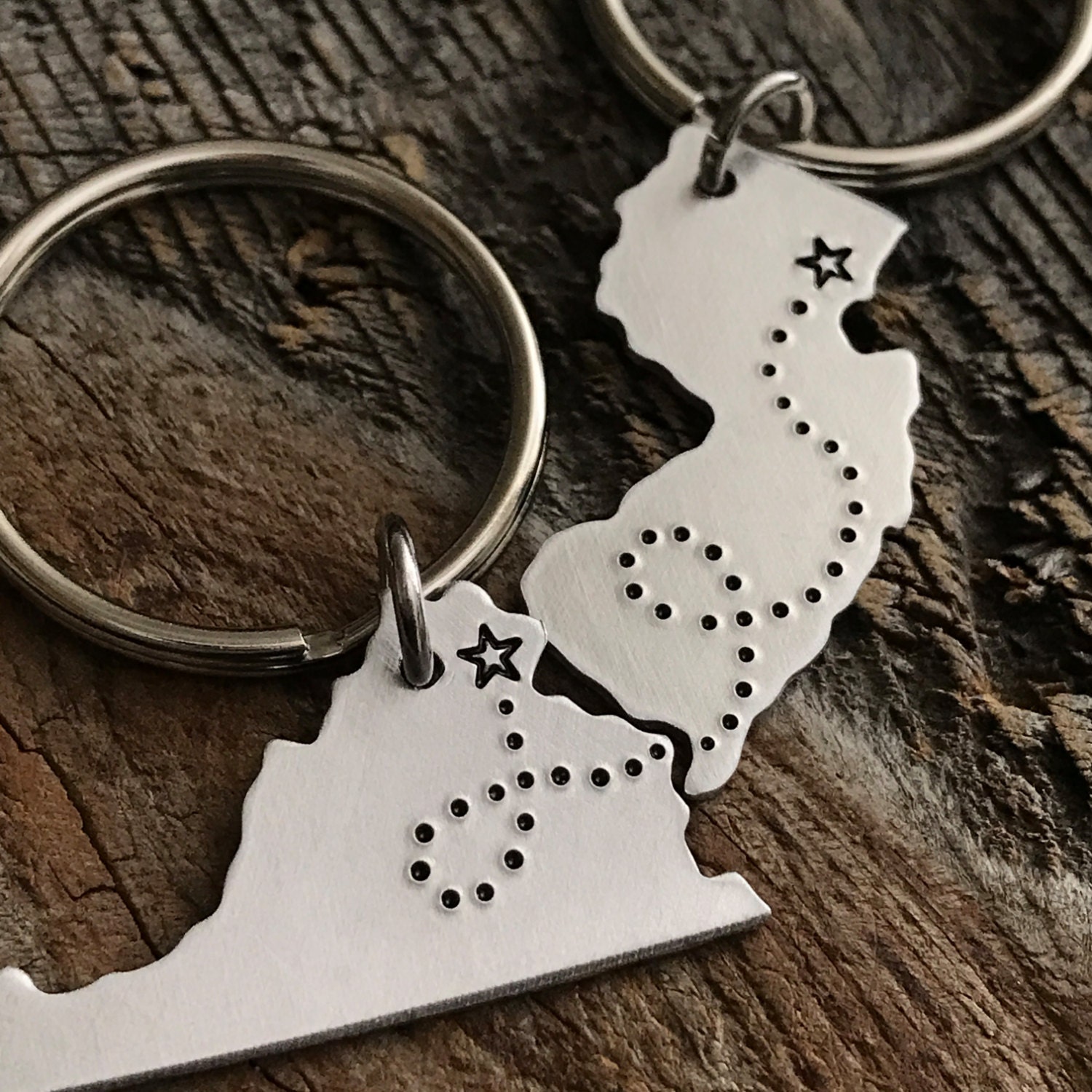 Pick ANY 2 State Keychain Set Personalized Hand Stamped Gift - Etsy