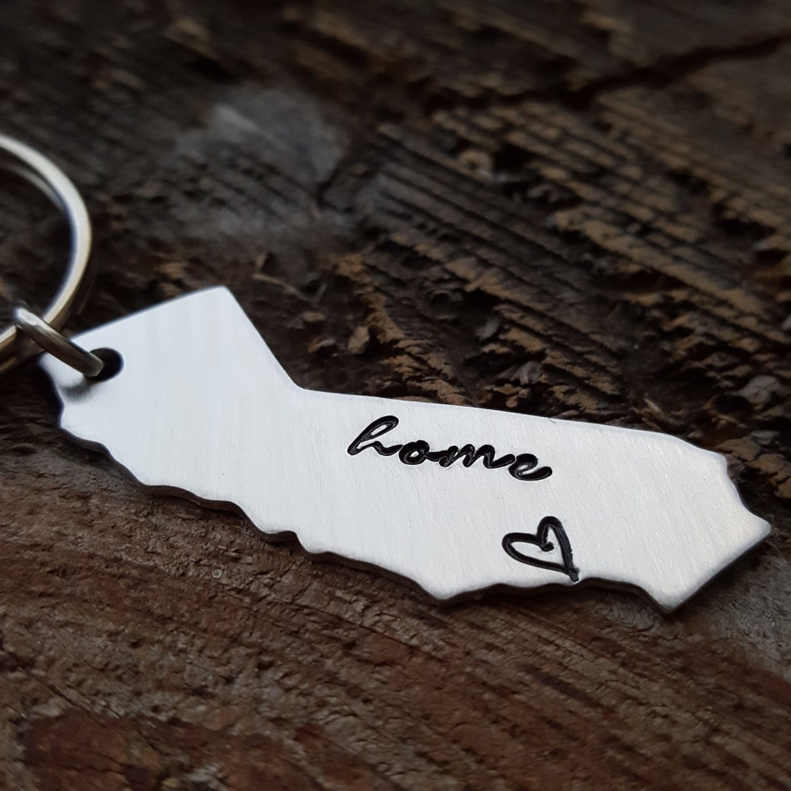 Home Keychain ANY State Kechain Personalized Hand Stamped | Etsy