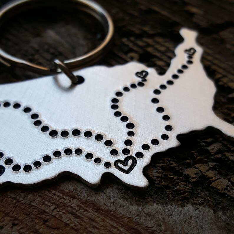 LARGE Custom USA State Keychain Any States US Hand Stamped - Etsy