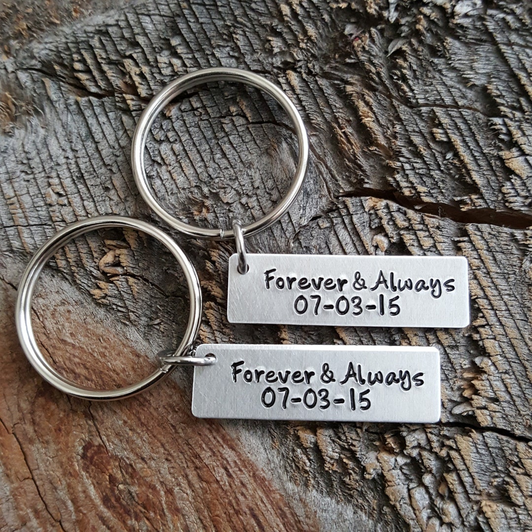 Personalized Tag Keychain Anniversary Date Keychain Custom Tag Keychain ...