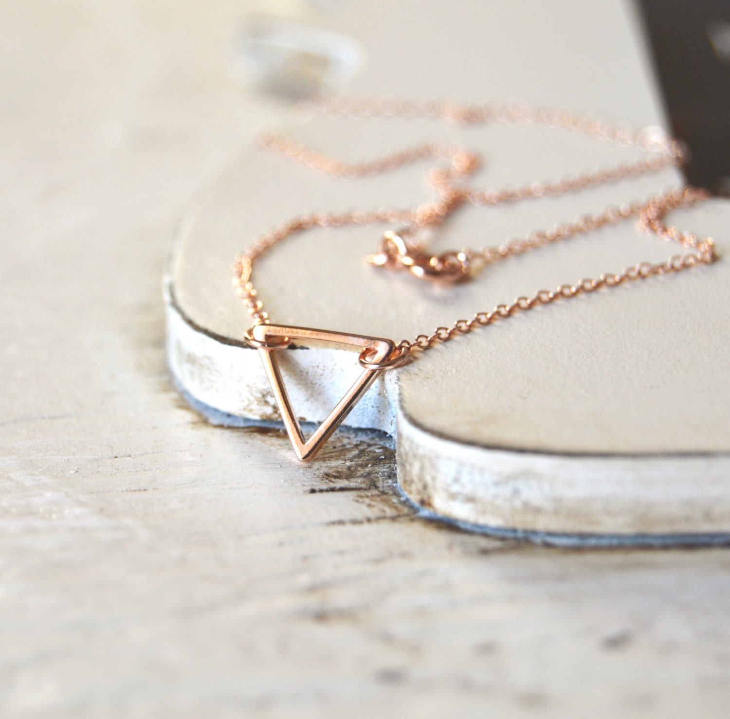 Rose Gold Triangle Necklace, Geometric Necklace, Dainty Necklace ...