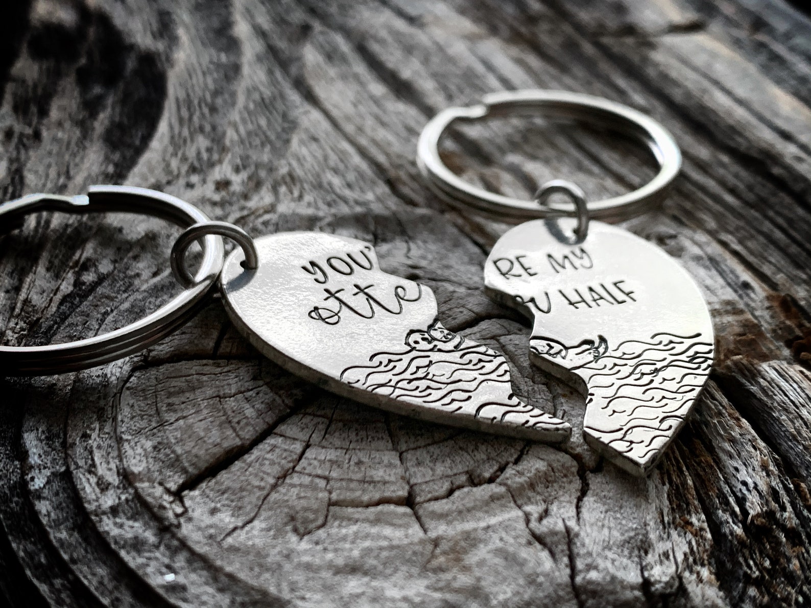 Best Friend Keychain BFF Gift Split Heart Besties Other - Etsy