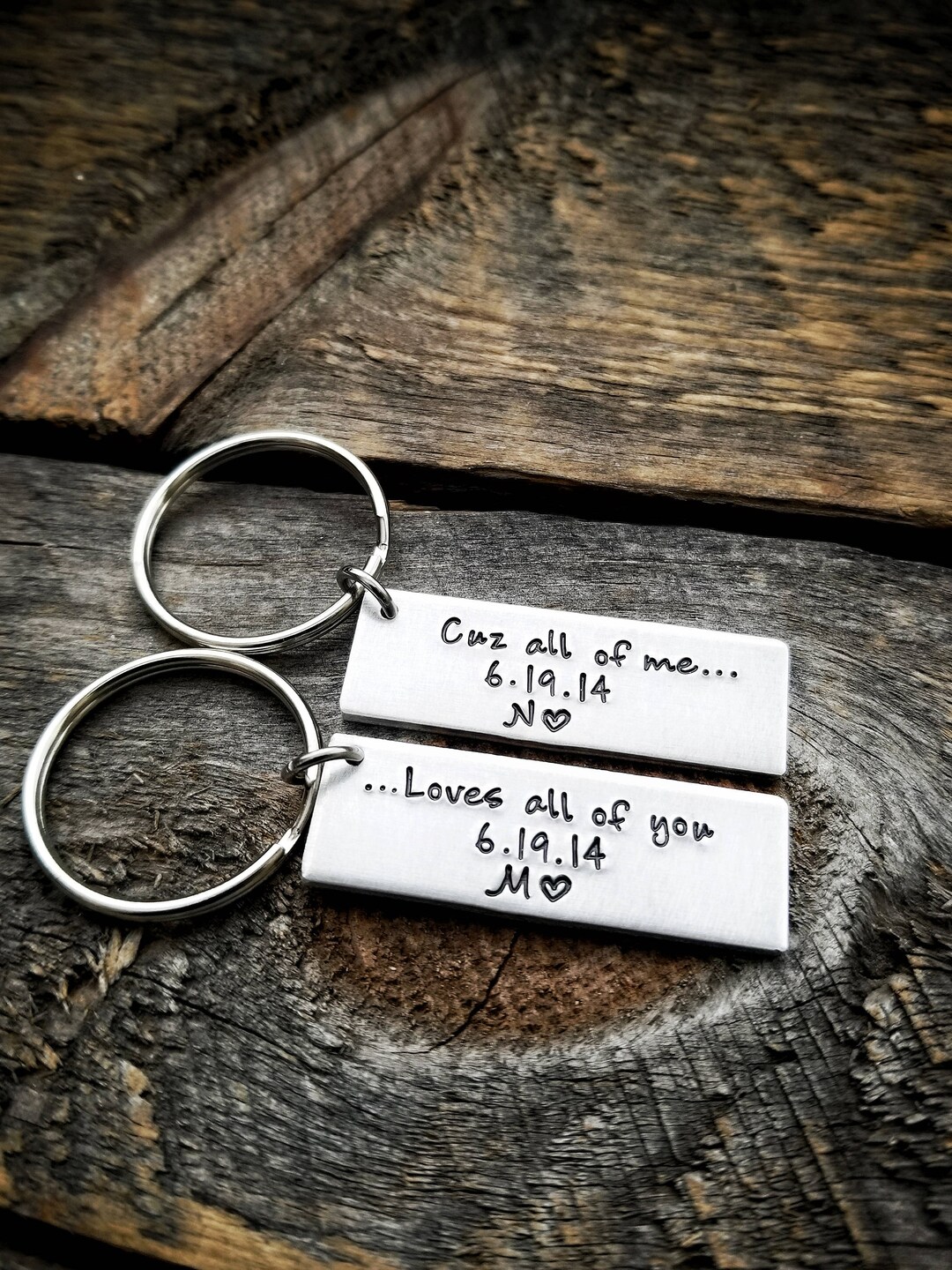 Personalized Tag Keychain All of Me Loves All of You Gift Set Girlfriend Gift Date Keychain Long ...