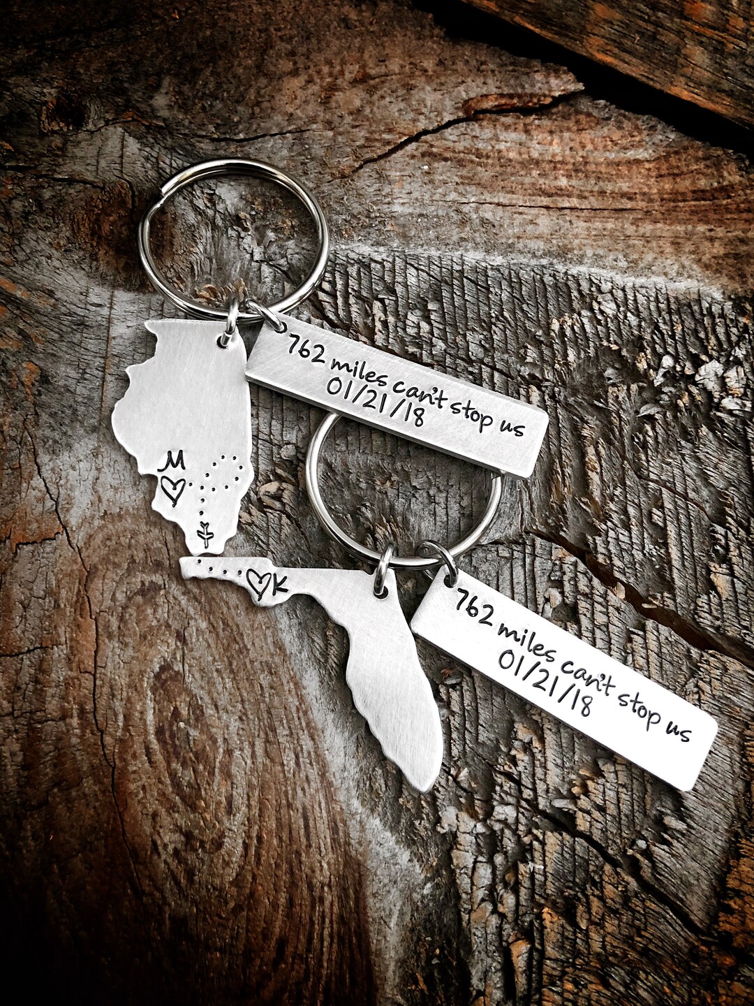 Long Distance Keychain Anniversary Gift for Boyfriend Coordinate ...