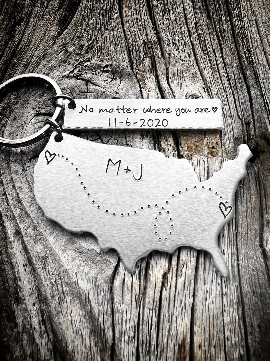 Long Distance Relationship Boyfriend Gift Personalized USA Keychain ...