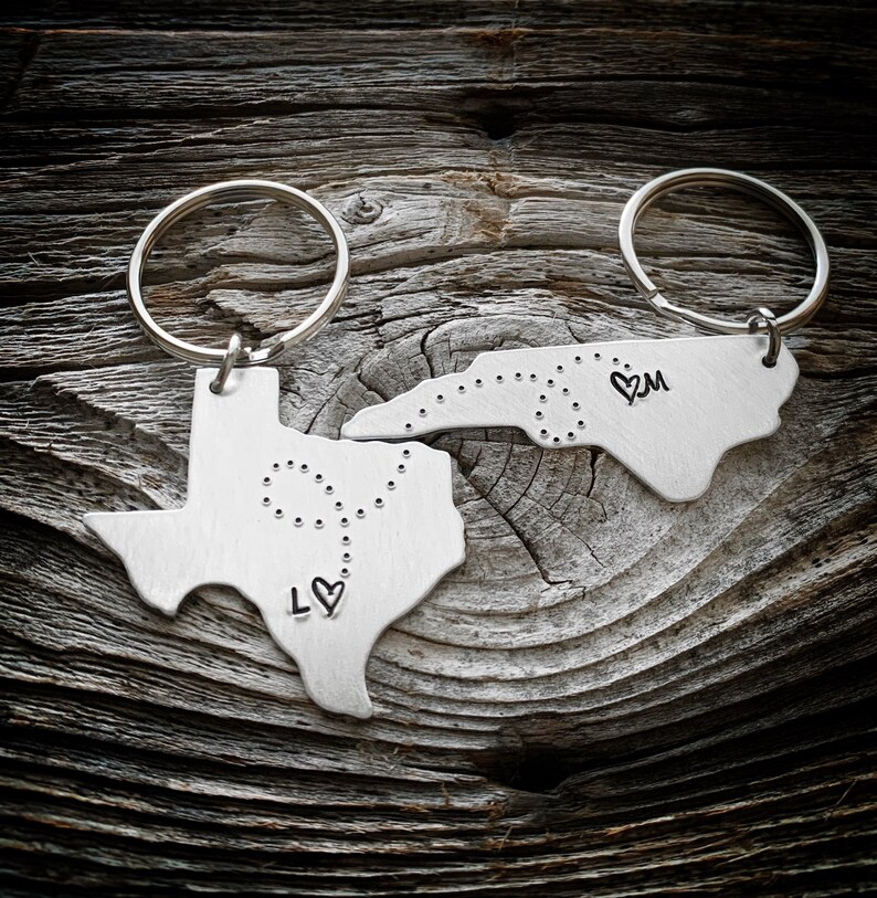 ANY State Custom Hand Stamped Texas Home Keychain Gift Long - Etsy