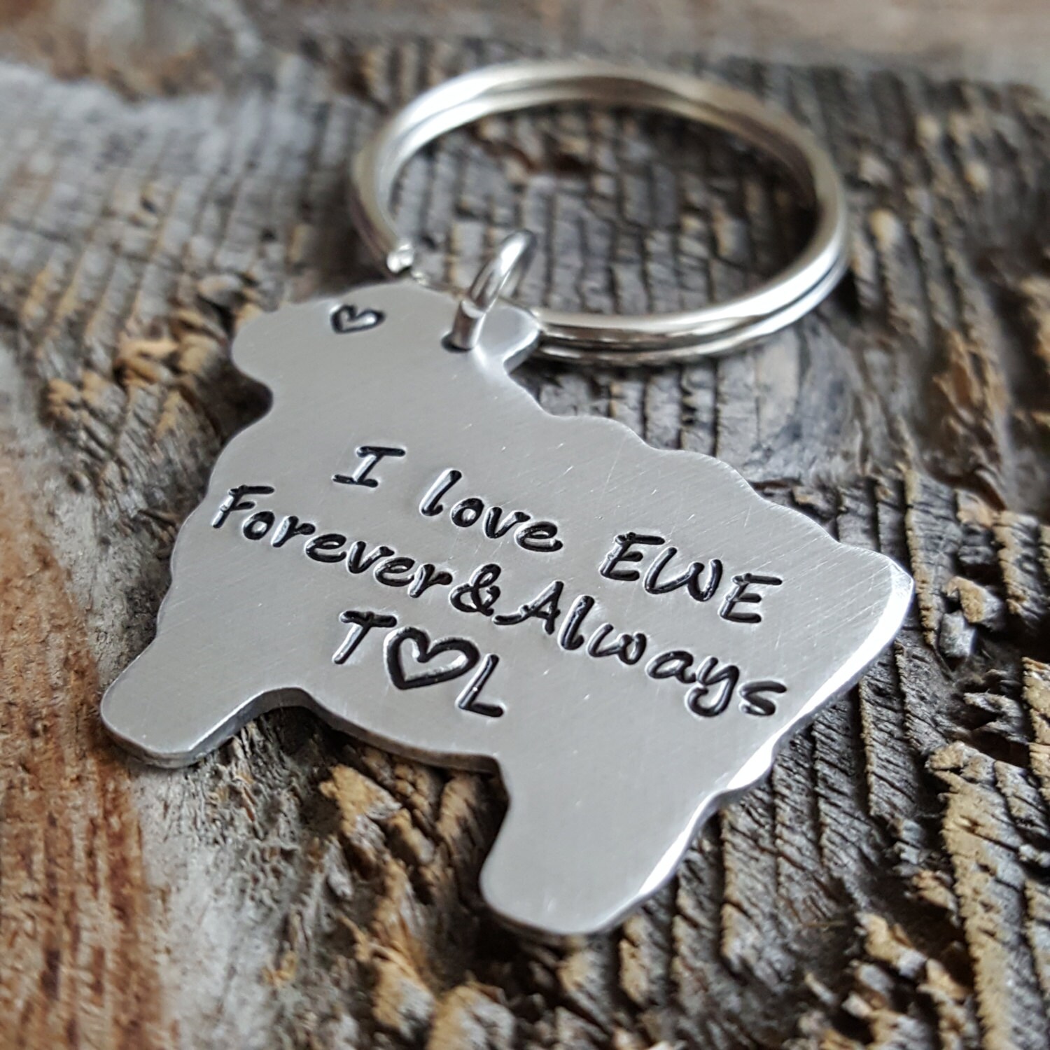 Hand Stamped I Love Ewe Sheep Keychain Personalized Keychain - Etsy