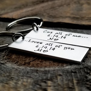Personalized Tag Keychain All of Me Loves All of You Gift Set Girlfriend Gift Date Keychain Long ...