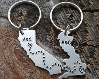Personalized Initials Keychain ANY State Hand Stamped Keychain | Etsy