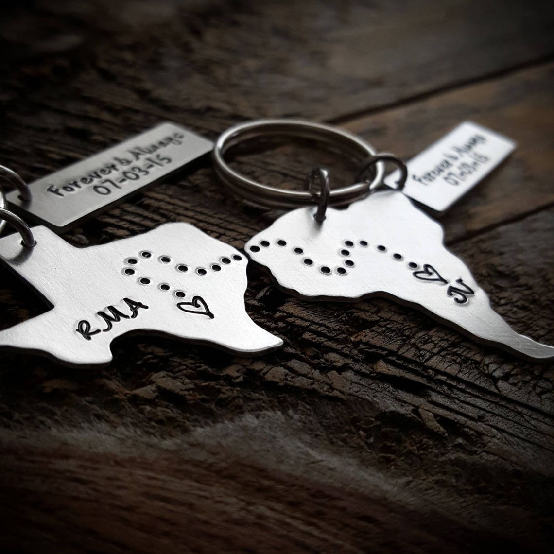 Custom State Keychain With Date Charm Pick Your State or Country Long ...